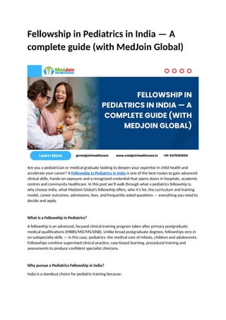 Fellowship in Pediatrics in India — A complete guide with MedJoin Global.docx