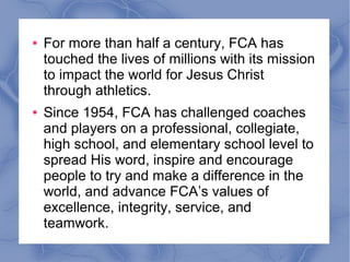 Fellowship of christian athletes (fca) | ODP