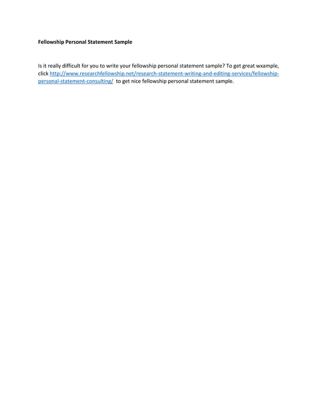 Fellowship Personal Statement Sample | PDF