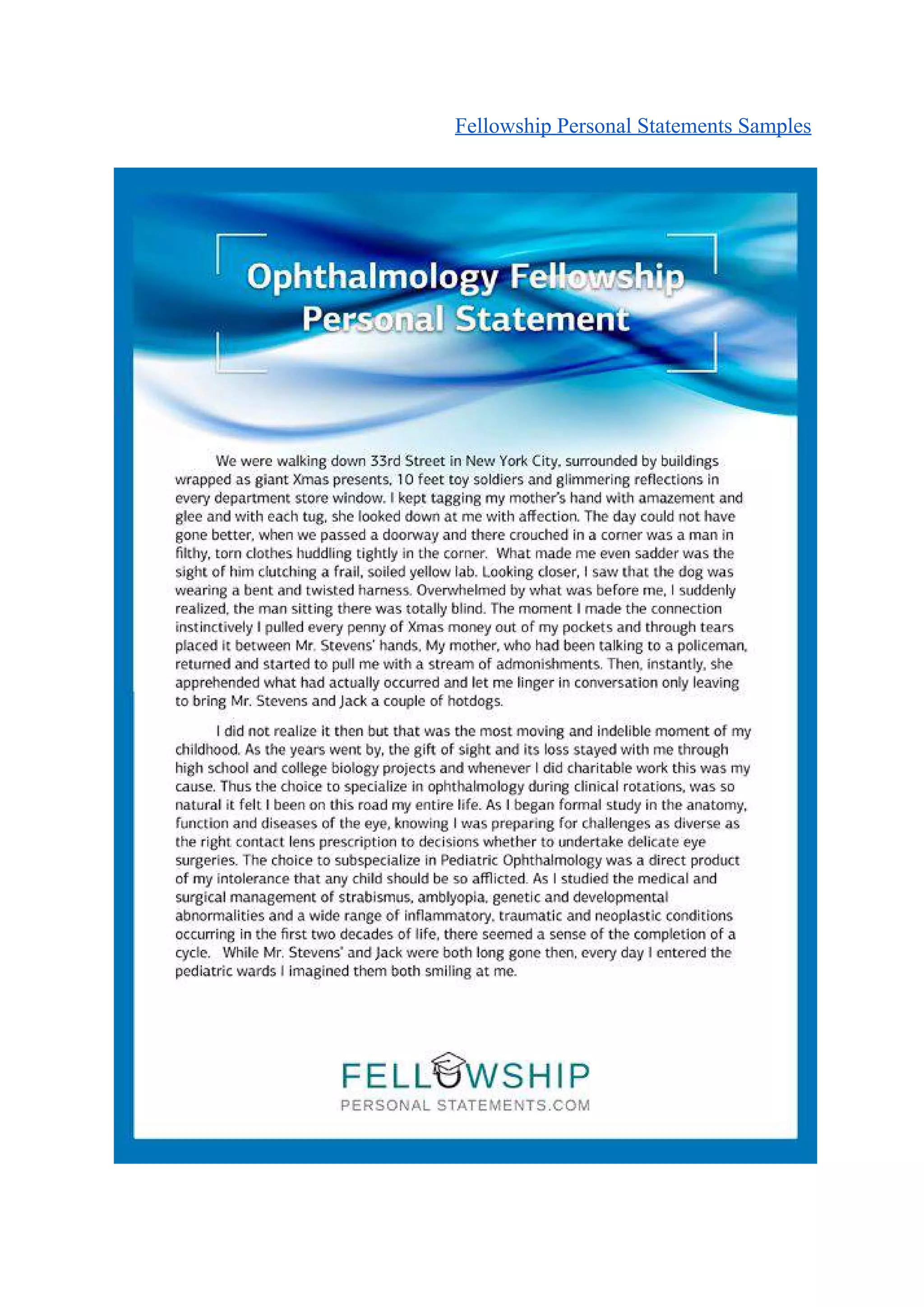 Fellowship Personal Statements Samples | PDF
