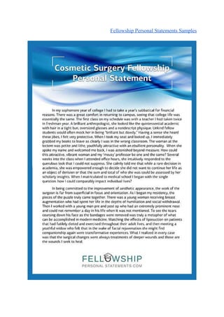 Fellowship Personal Statements Samples | PDF