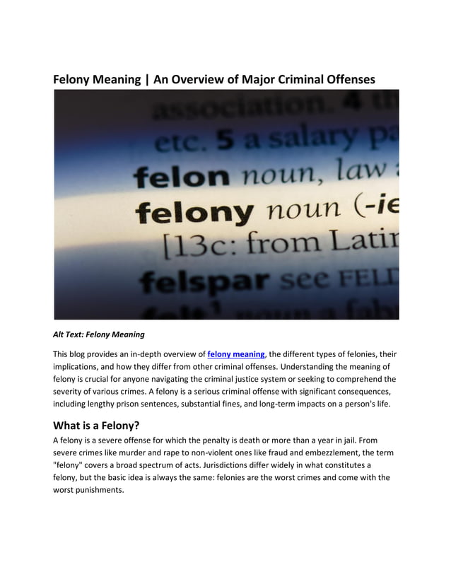 Felony Meaning, Types, Penalties, and More | PDF