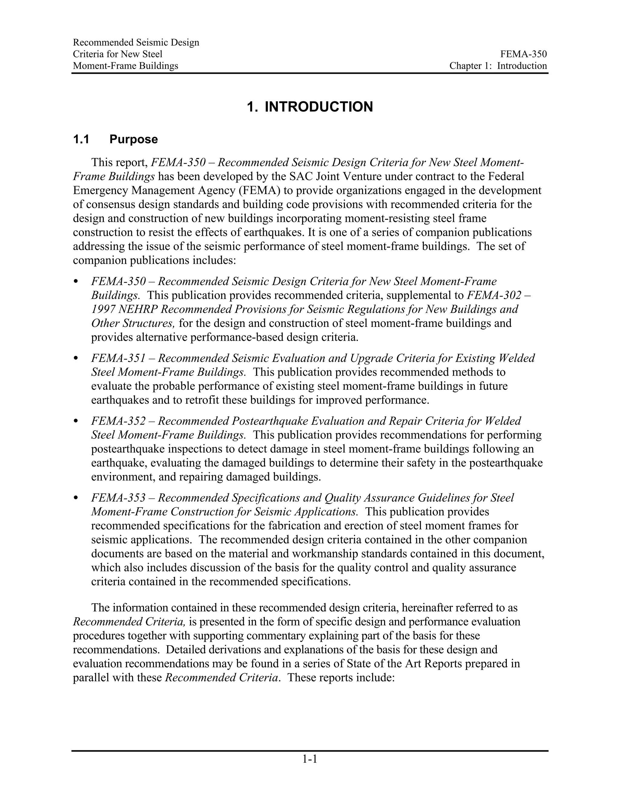 fema-350 Recommended seismic design criteria for new steel moment frame ...