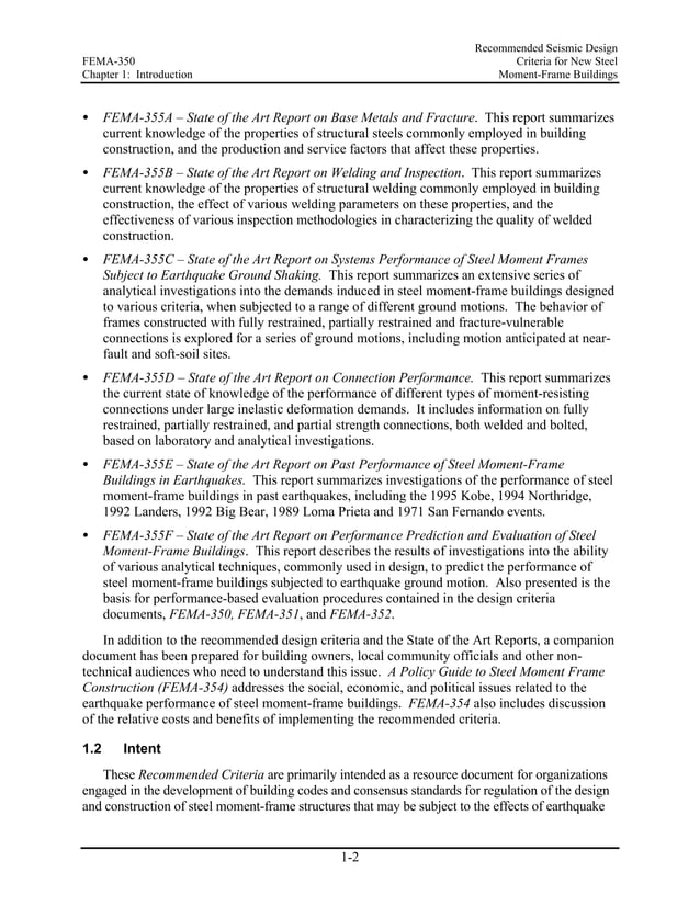 fema-350 Recommended seismic design criteria for new steel moment frame ...