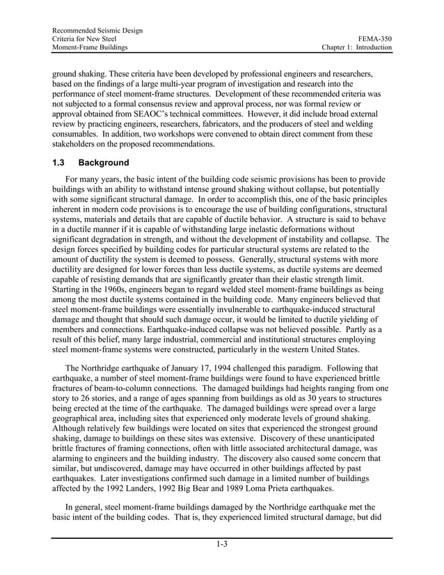 fema-350 Recommended seismic design criteria for new steel moment frame ...