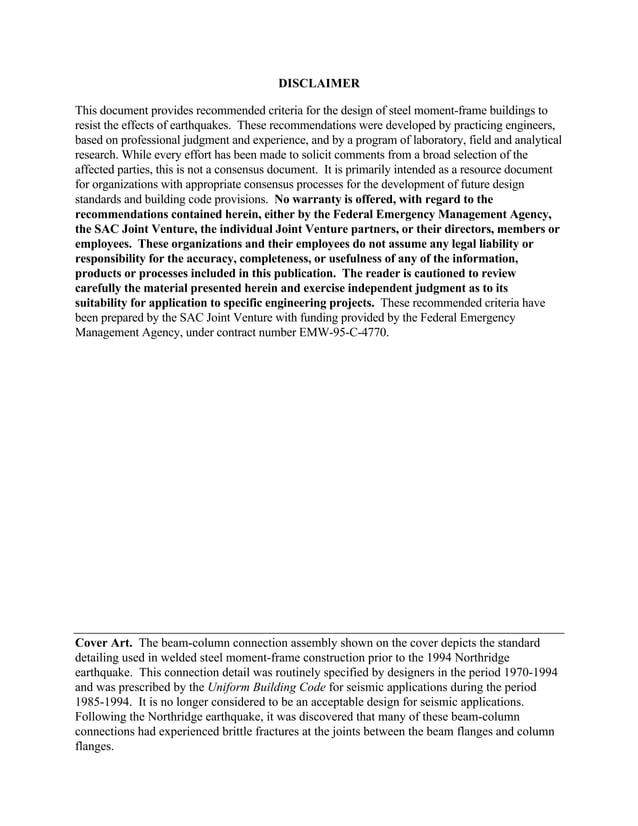fema-350 Recommended seismic design criteria for new steel moment frame ...