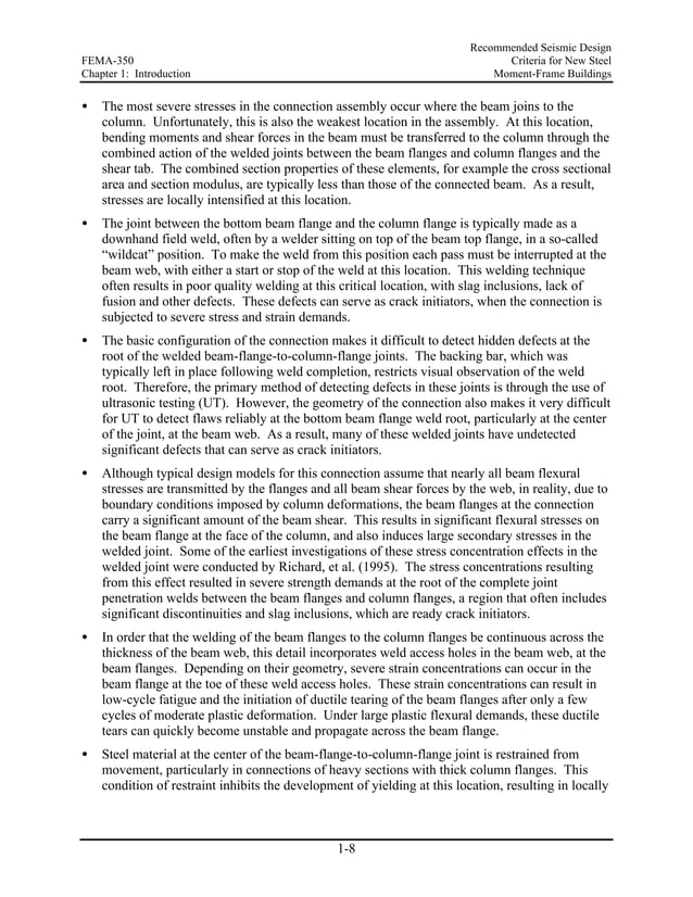fema-350 Recommended seismic design criteria for new steel moment frame ...