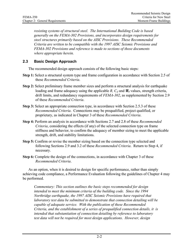 fema-350 Recommended seismic design criteria for new steel moment frame ...