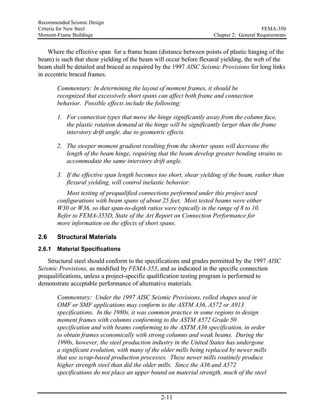 fema-350 Recommended seismic design criteria for new steel moment frame ...