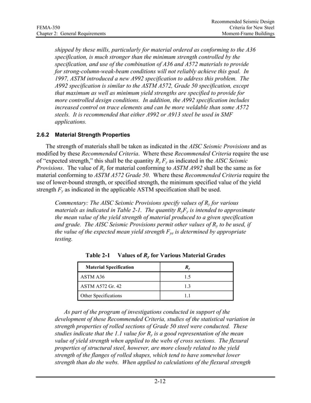 fema-350 Recommended seismic design criteria for new steel moment frame buildings.pdf | Civil ...