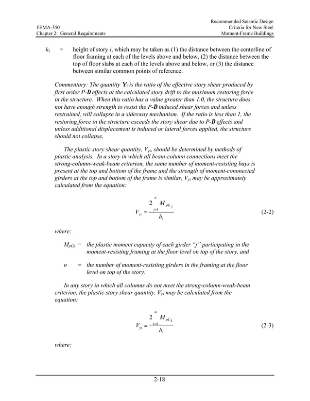 fema-350 Recommended seismic design criteria for new steel moment frame ...
