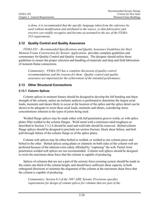 fema-350 Recommended seismic design criteria for new steel moment frame ...