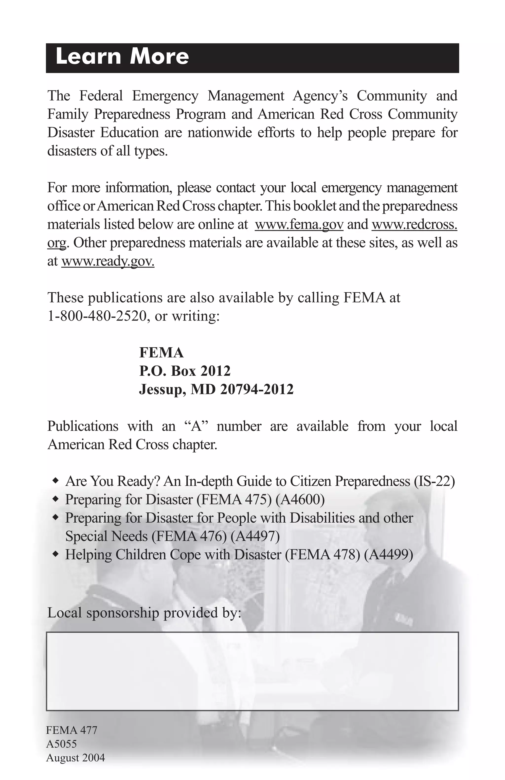 FEMA - Food and Water in an Emergency | PDF