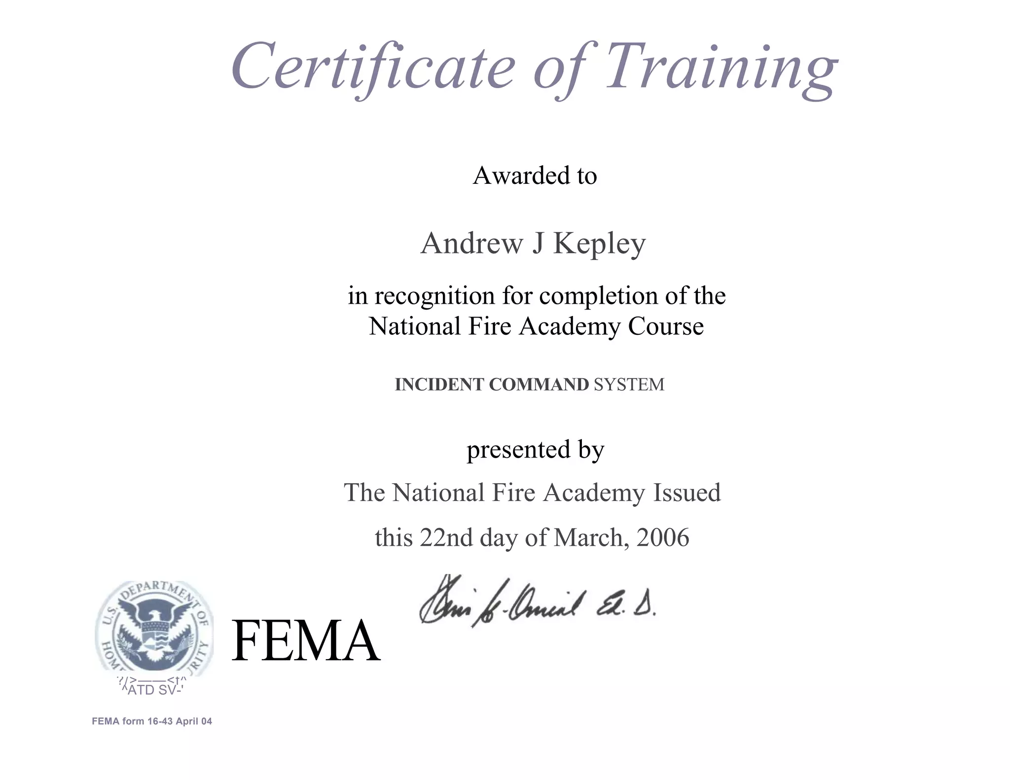 Fema Certificate 2 | PPT