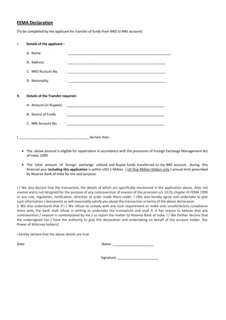 Fema declaration | PDF