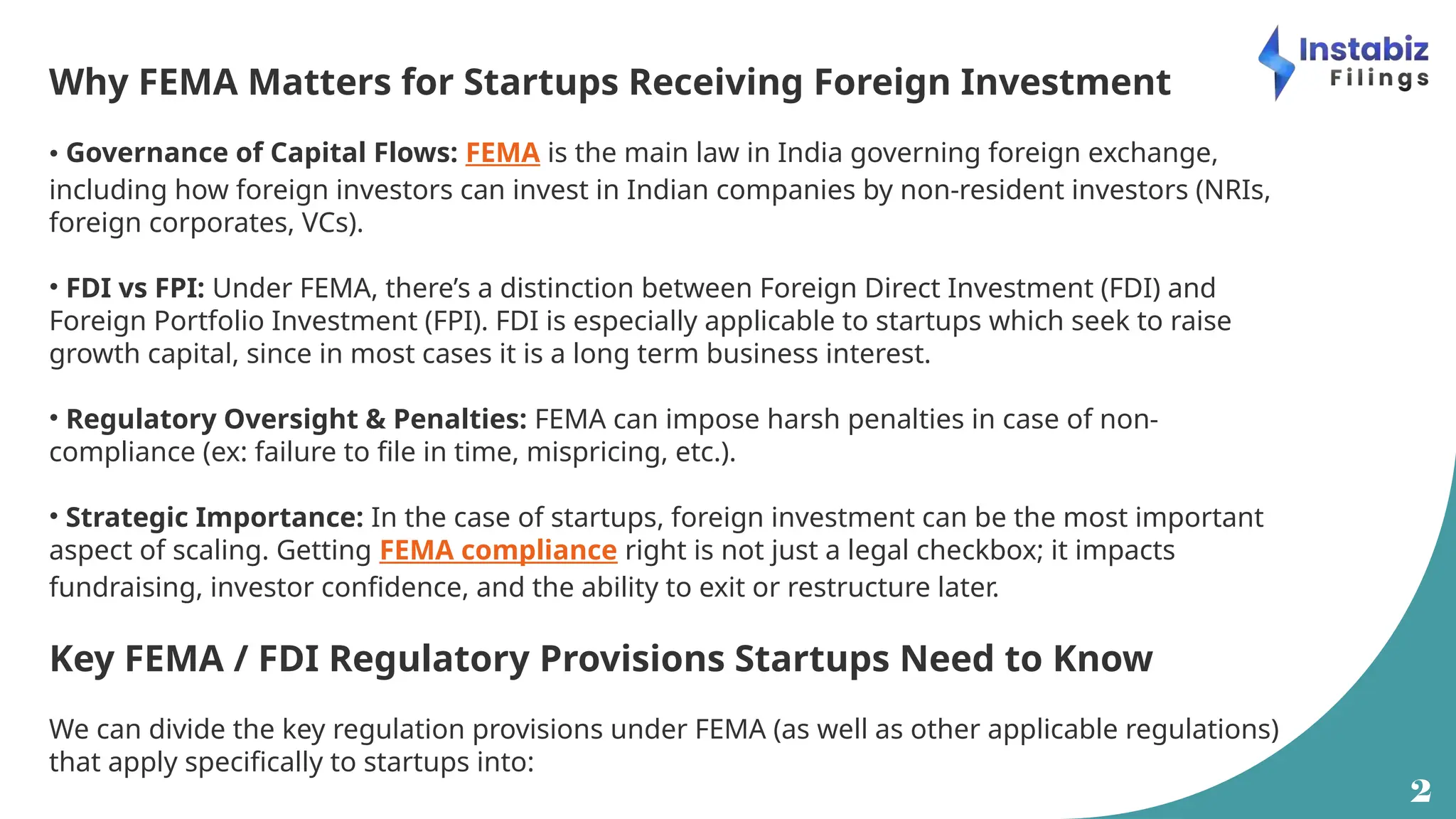 FEMA & Foreign Investment: What Indian Startups need to know | PPTX