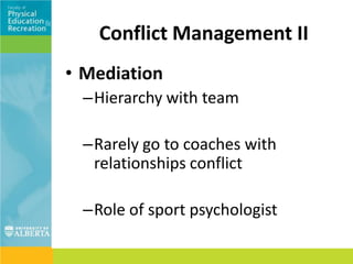 Female athletes’ perceptions of conflict in sport may 16 2011 | PPTX