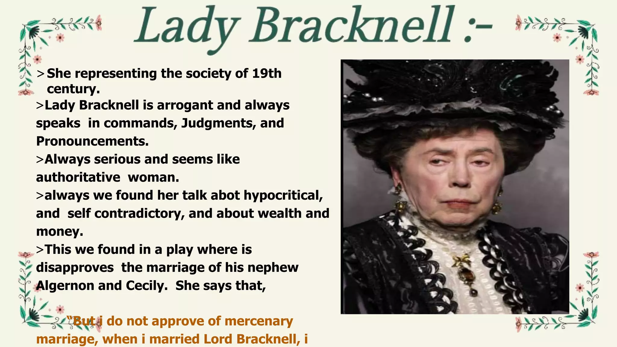 Female characters of 'The Importance of being earnest', as a Victorian ...