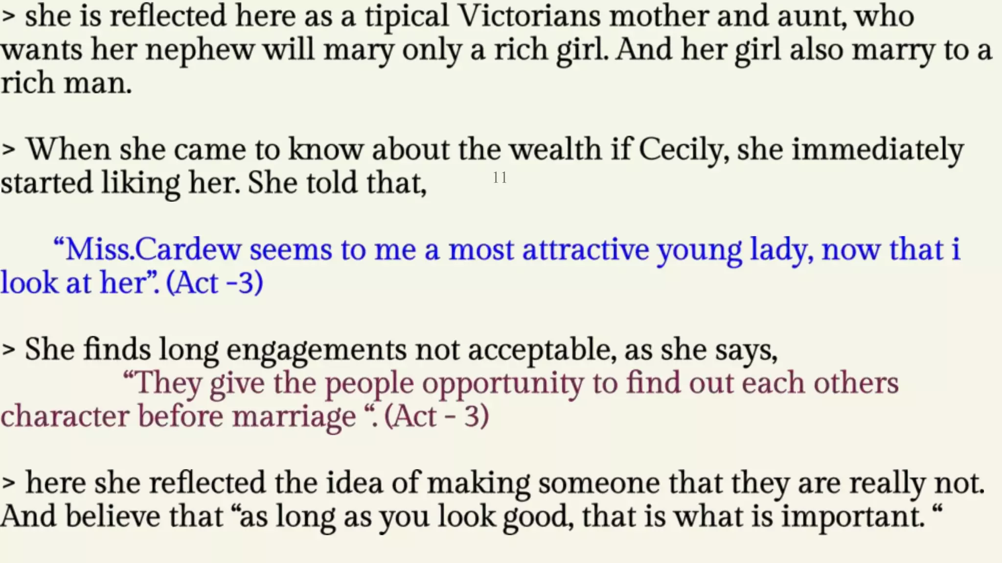 Female characters of 'The Importance of being earnest', as a Victorian ...