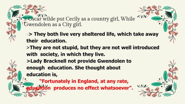 Female characters of 'The Importance of being earnest', as a Victorian ...