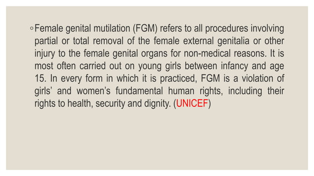 Female circumcision.pptx | Reproductive Health | Diseases and Conditions