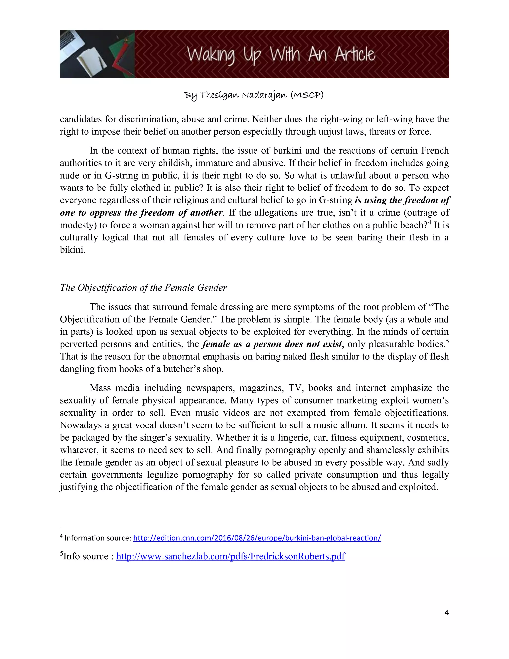 Female dressing the objectification of women | PDF