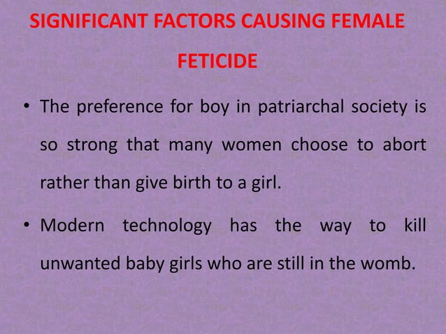 Female feticide act | PPTX | Pregnancy | Reproductive Health