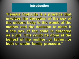 Awareness of Urban Couples About Female Foeticide | PPT
