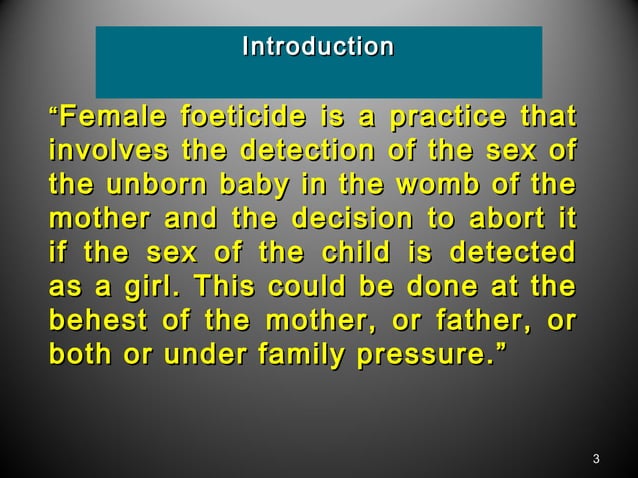 Awareness of Urban Couples About Female Foeticide | PPT