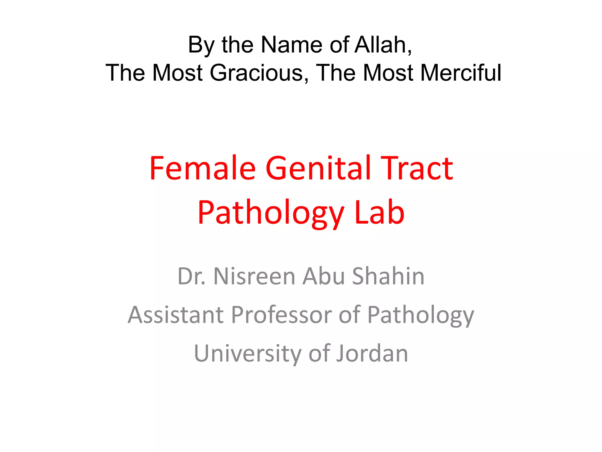 Female genital tract pathology lab | PDF