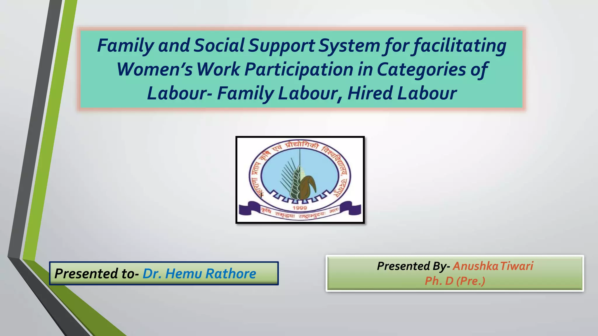 Family and Social Support System for facilitating Women’s Work ...