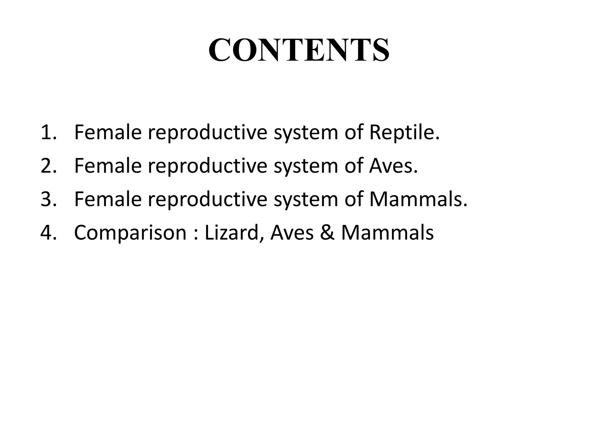 Female reproductive system of Birds, reptiles and mammals | PPTX