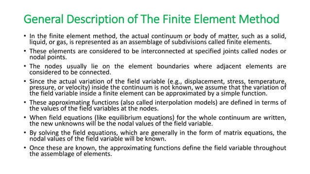 FEM and it's applications | PPTX | Physics | Science