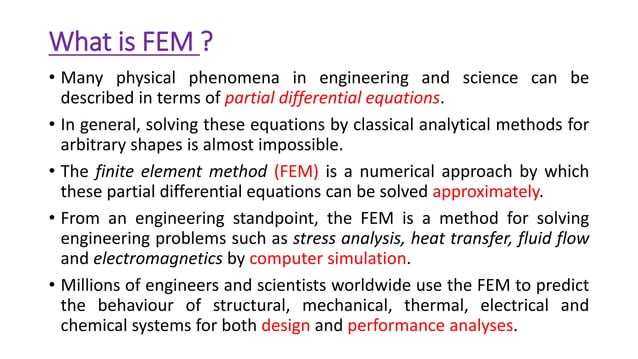 FEM and it's applications | PPTX | Physics | Science