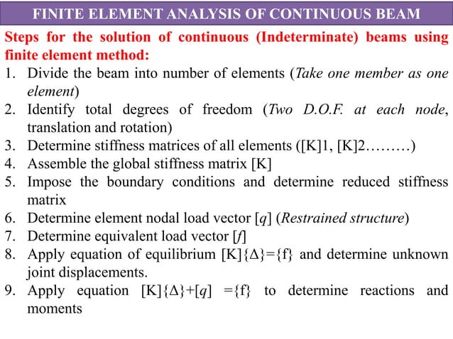 Beam Analysis Using Finite Element Method By Anujajape Pptx Physics Science