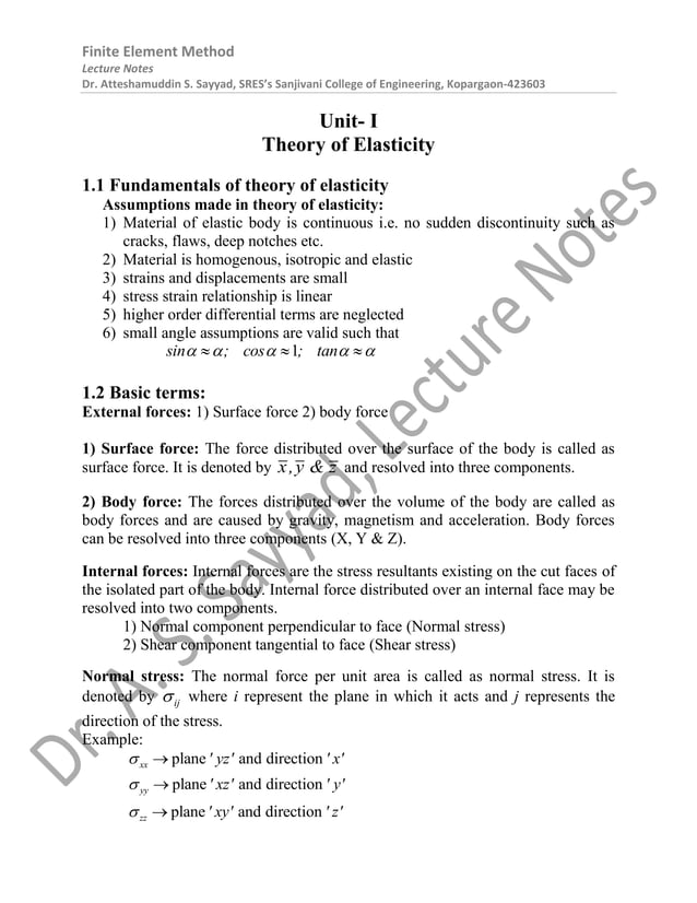 Fem class notes | PDF | Physics | Science