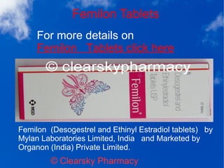 Femilon (Desogestrel and Ethinyl Estradiol tablets) | PPT
