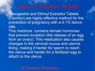 Femilon (Desogestrel and Ethinyl Estradiol tablets) | PPT
