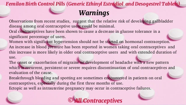 Femilon Birth Control Pills (Generic Ethinyl Estradiol and Desogestrel ...