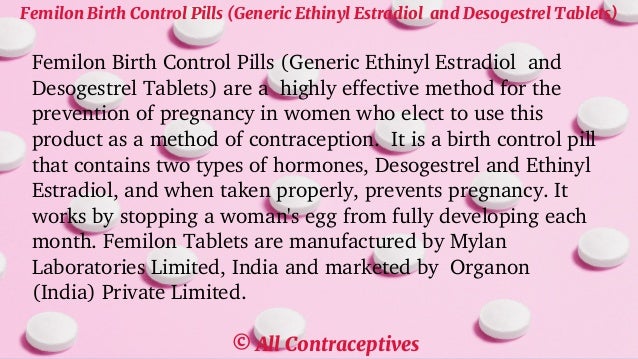 Femilon Birth Control Pills (Generic Ethinyl Estradiol and Desogestrel ...