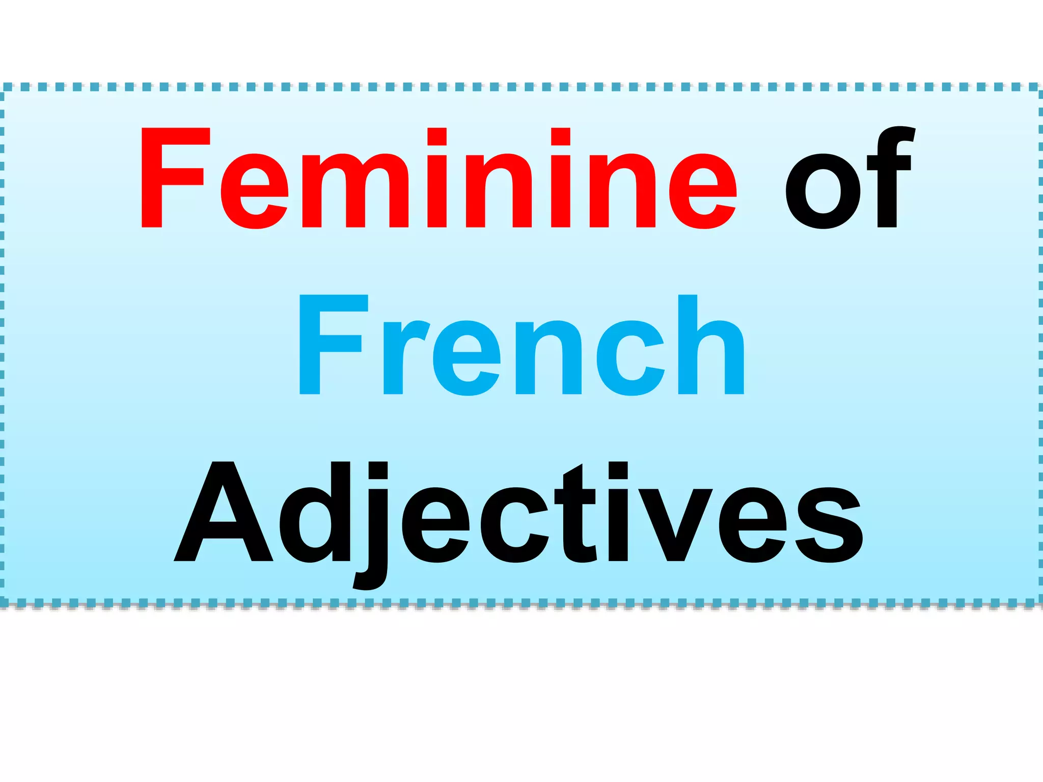 Feminine of French Adjectives | PPTX