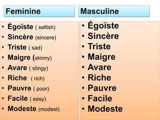 Feminine of French Adjectives | PPTX