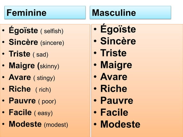 Feminine of French Adjectives | PPT