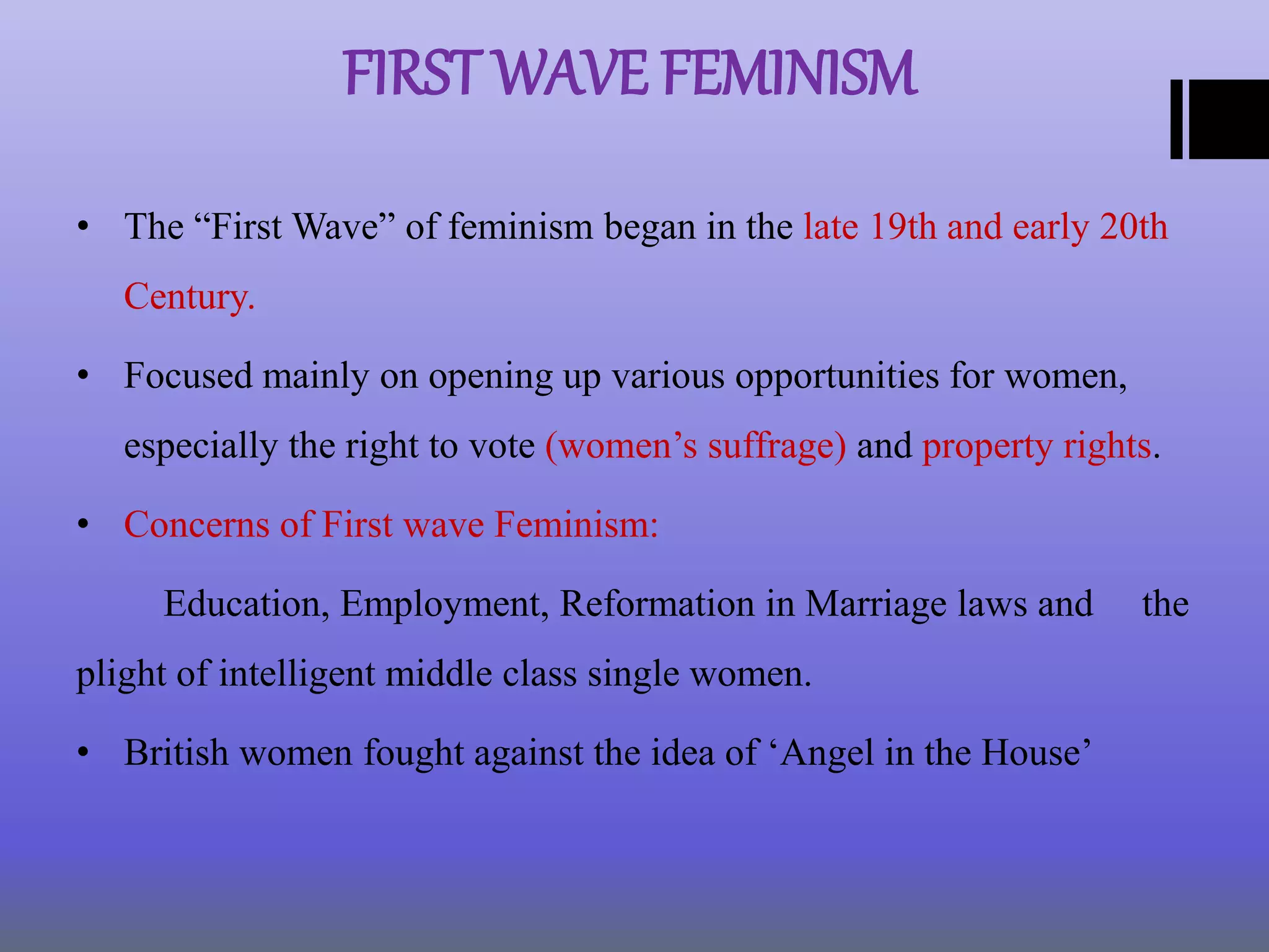 Feminism: Literature and stages | PPTX