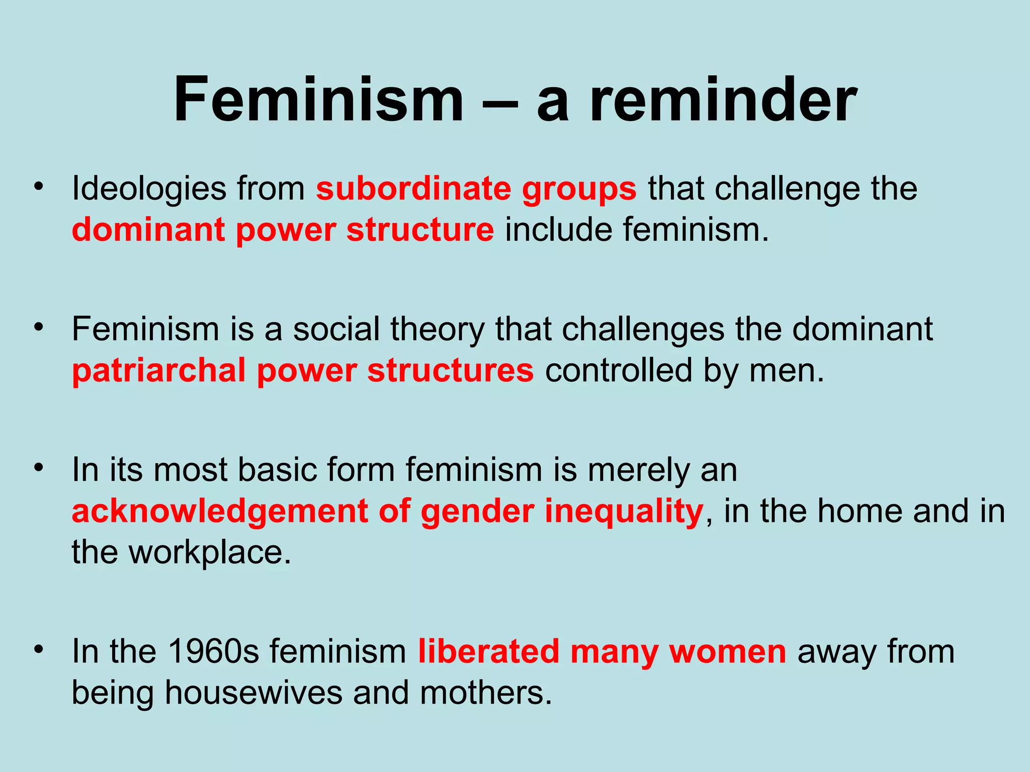 Feminism and post feminism | PPT