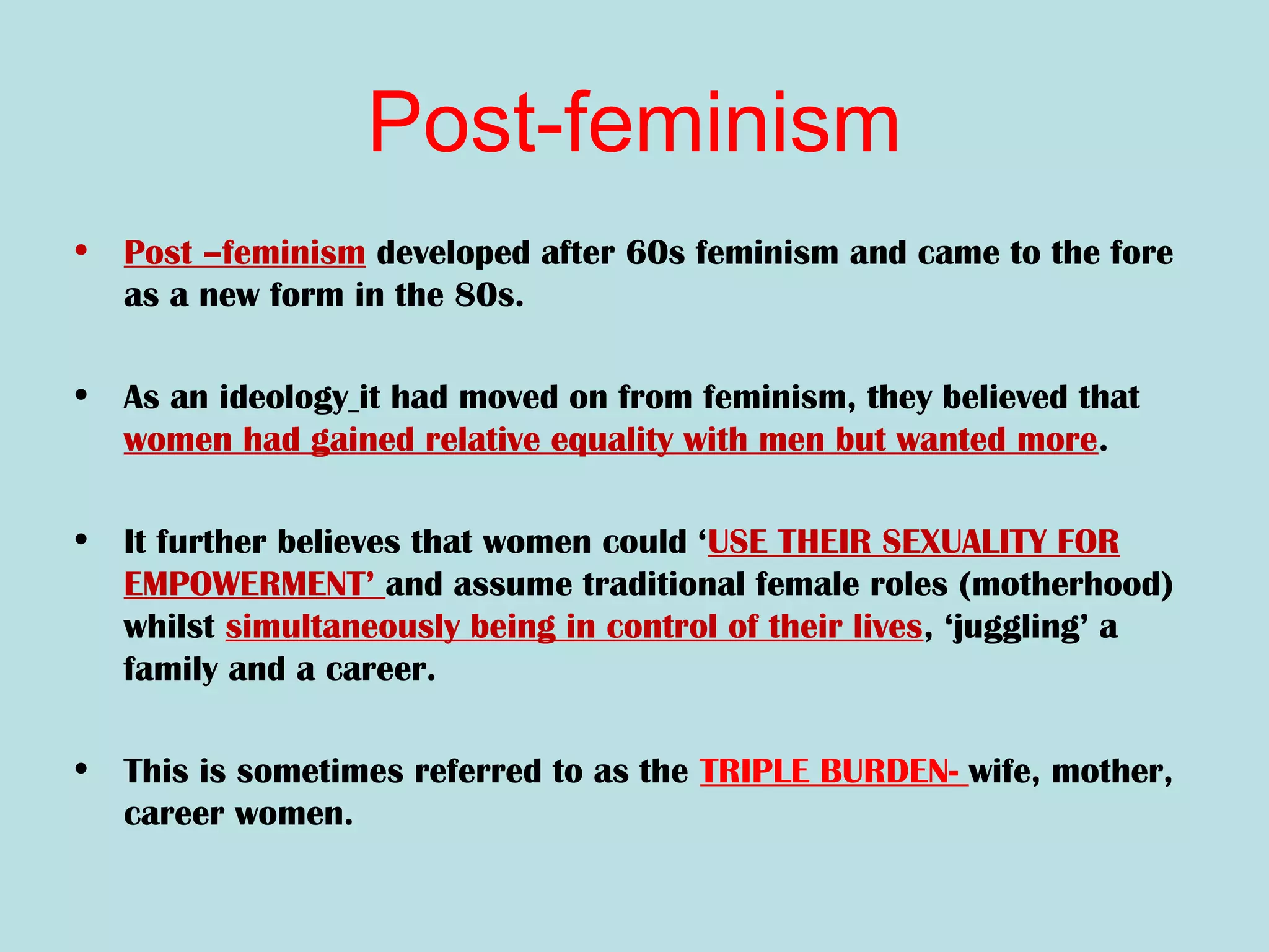 Feminism and post feminism | PPT