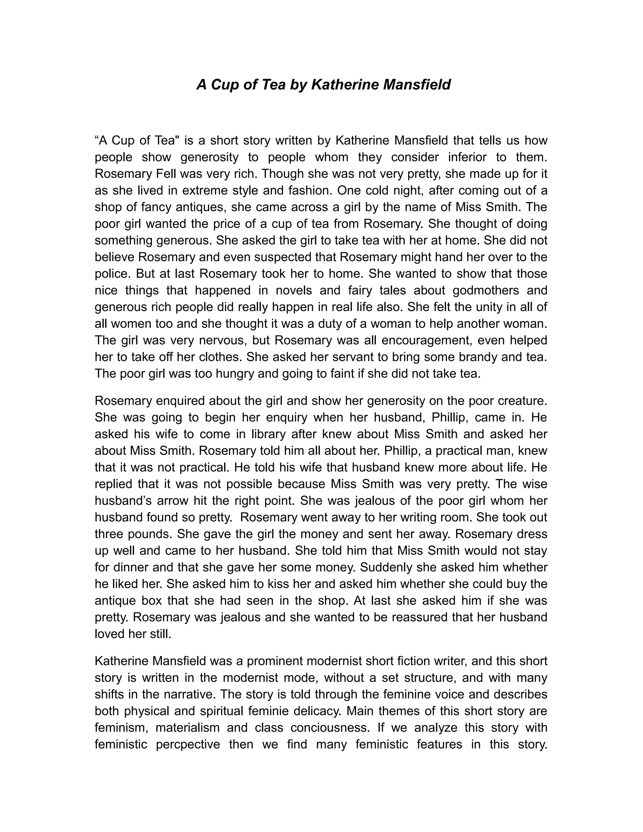 FEMINISM APPLIED ON CUP OF TEA | RTF