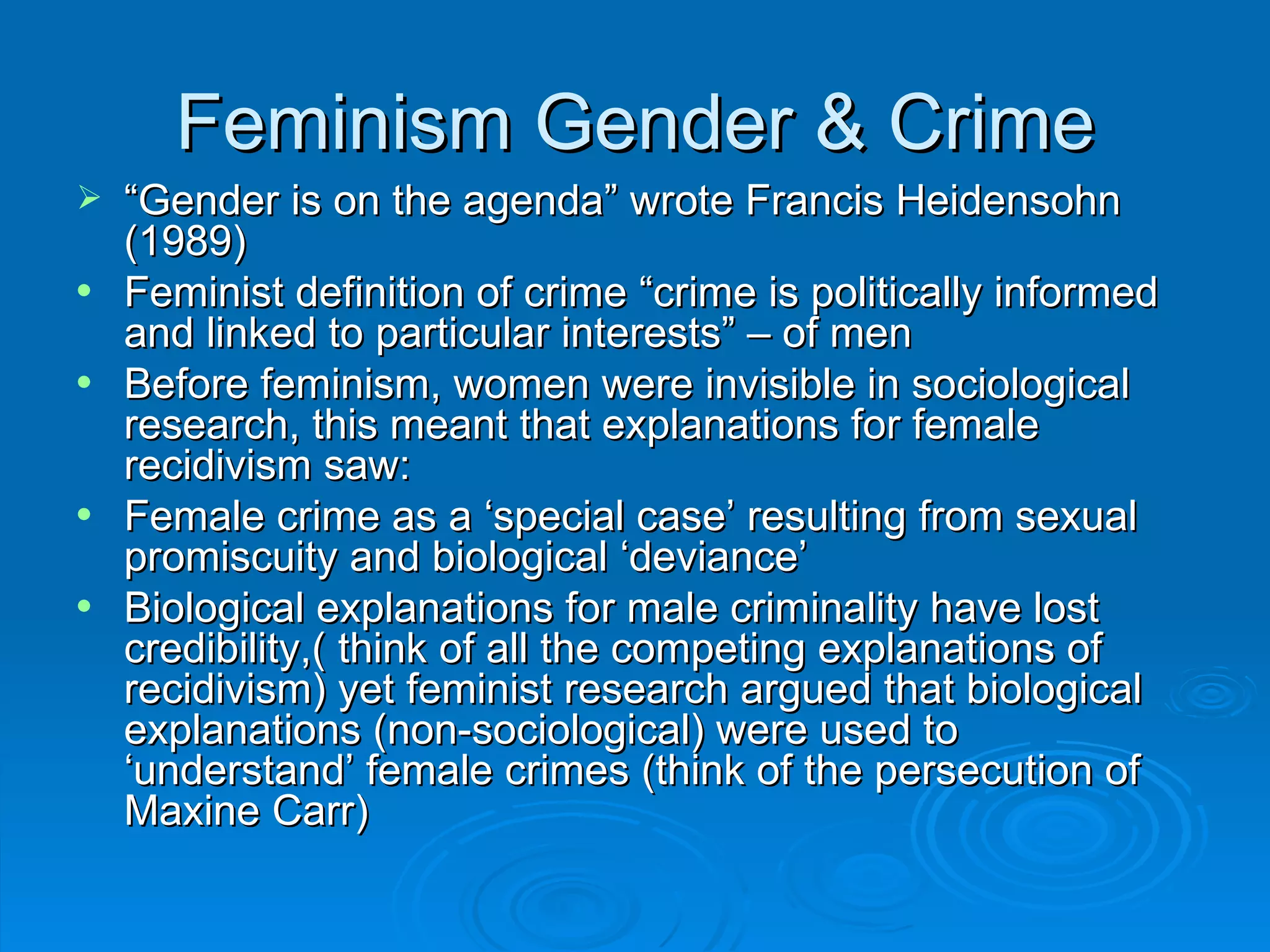Feminism gender & crime | PPT