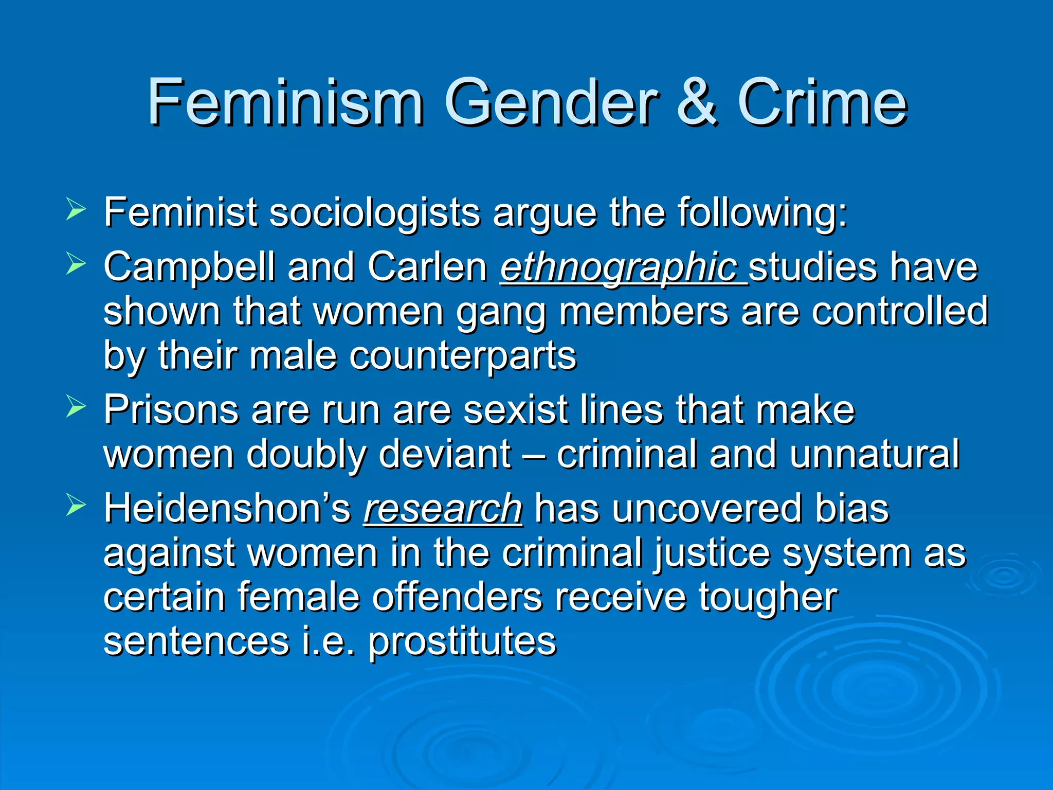 Feminism gender & crime | PPT
