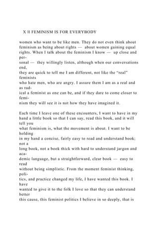 Feminism Is for Everybody What is feminism | DOCX | Education